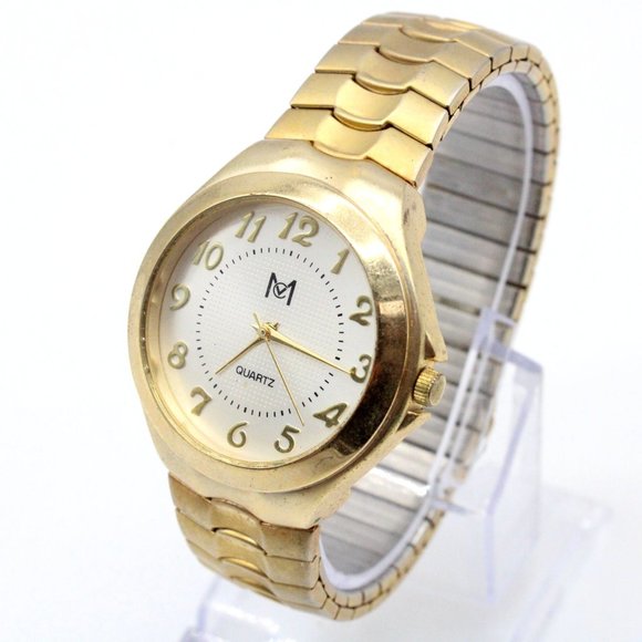 MC | Accessories | Mc Watch Mens Gold Tone Classic Beige Dial Big ...